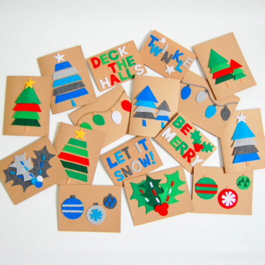 DIY Christmas Cards with Ribbon and Fabric Scraps