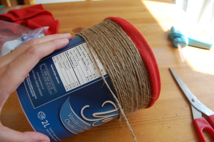 Upcycled Ice Cream Container turned Apple picking bucket